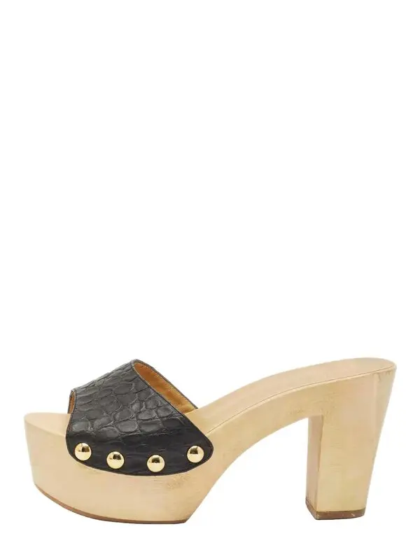 GIUSEPPE ZANOTTI Croc-embossed Platform Sandals - Black
