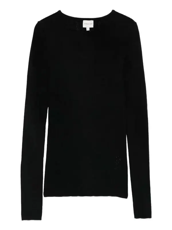 HERSKIND Knitted Crew-neck Long-sleeved T-shirt - Black