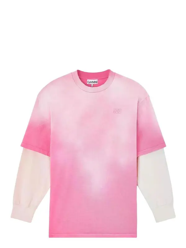 GANNI Layered Logo T-shirt - Pink