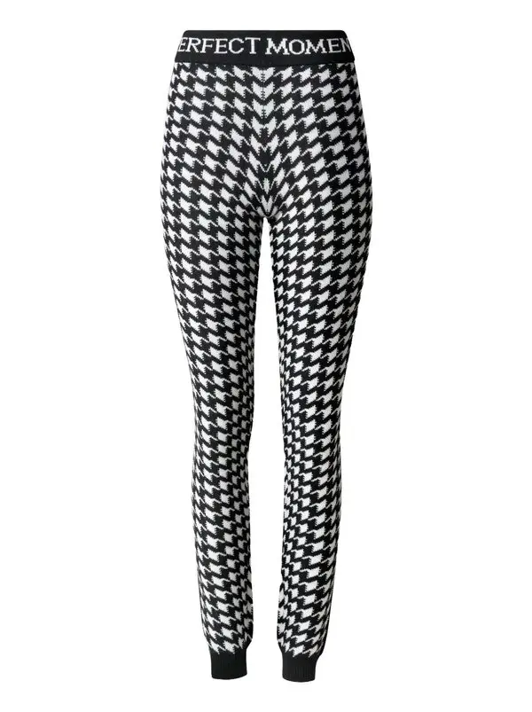 Perfect Moment Houndstooth Logo-waistband Pants - Black