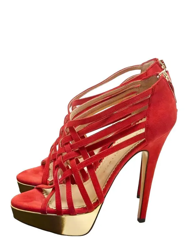 CHARLOTTE OLYMPIA Platform Suede Sandals - Red