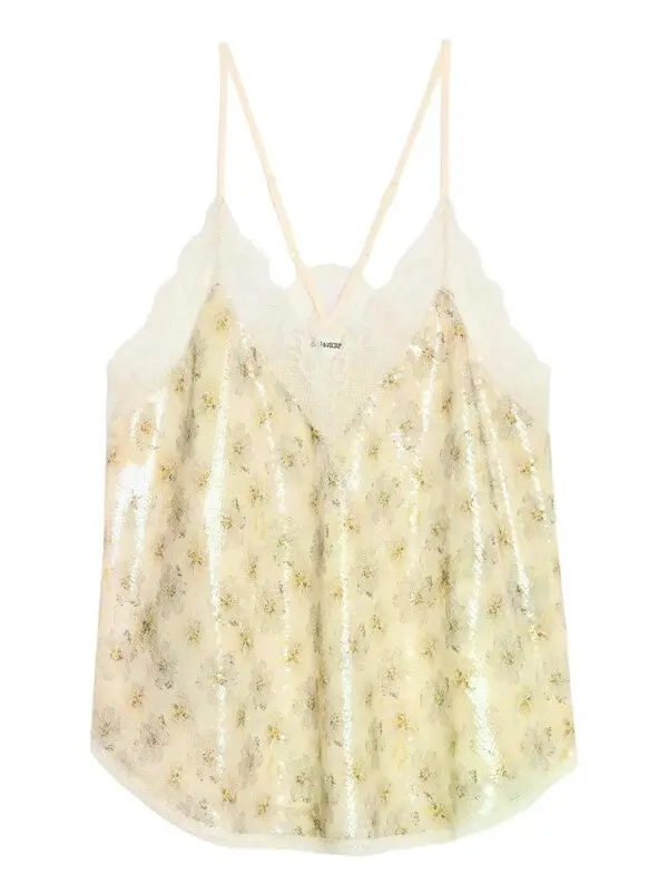 Zadig&Voltaire Christy Sequin Floral Top - Neutrals