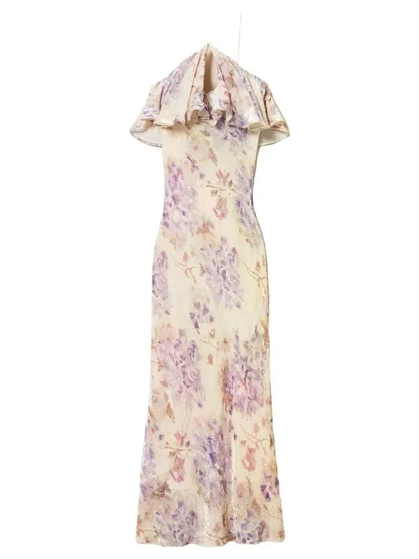 TWINSET Floral-pattern Velvet Dress - Neutrals