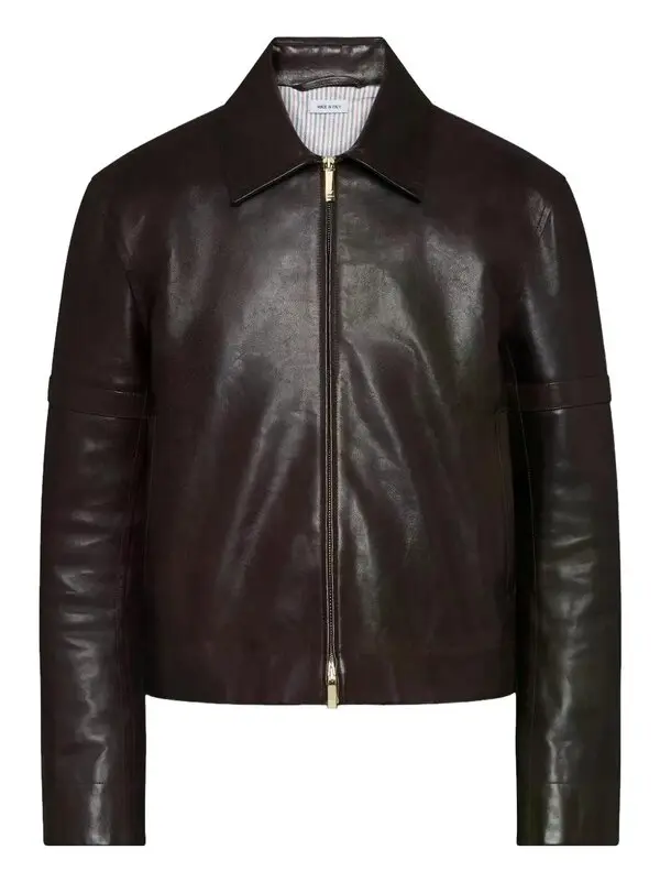 Thom Browne Leather Jacket - Brown