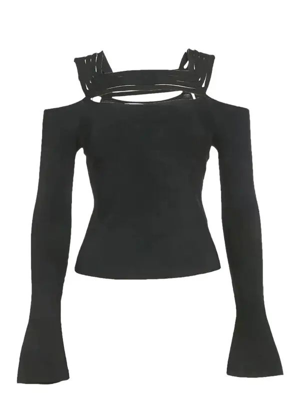 Simkhai Ribbed Knit Shoulder-cutout Top - Black
