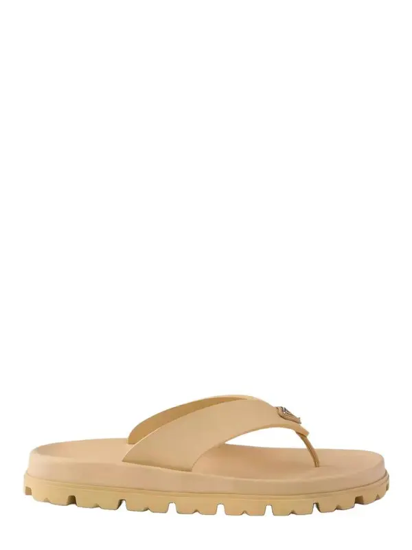 Prada Logo-plaque Flip Flops - Neutrals