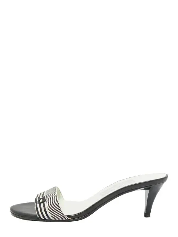 FERRAGAMO Gancini Canvas Sandals - Black