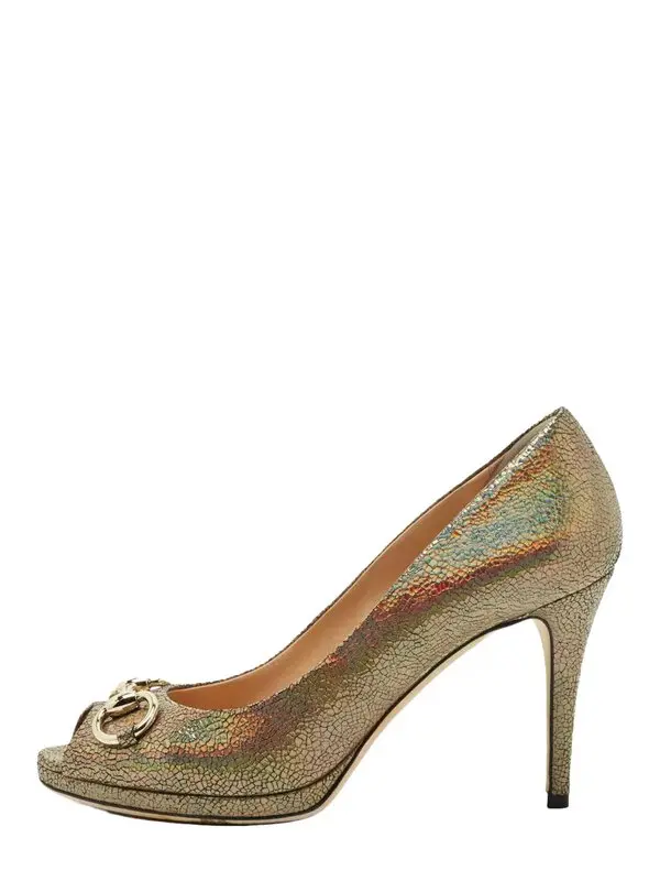 Gucci Iridescent Peep-toe Pumps - Gold