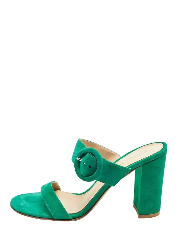 GIANVITO ROSSI Buckle Strap Suede Sandals - Green
