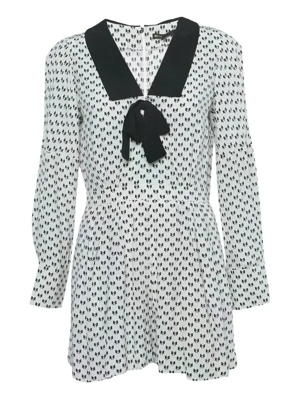 Maje Bow-print Collared Playsuit - White
