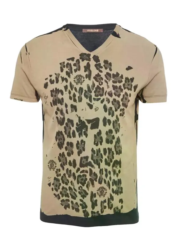Roberto Cavalli V-neck Animal-print T-shirt - Neutrals