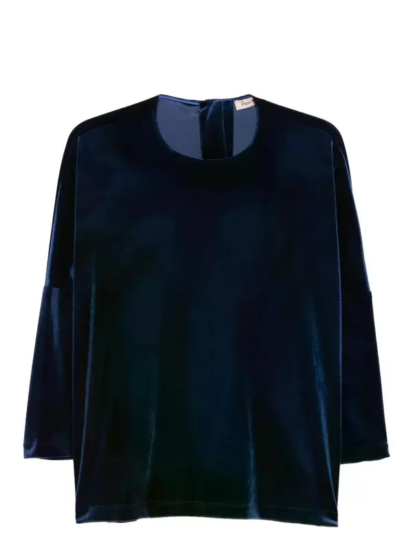 BLANCA VITA Velvet Long-sleeved Top - Blue