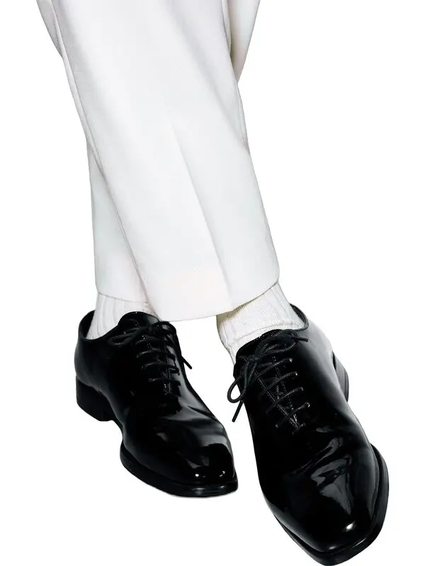 REISS Mead Patent Leather Oxford Shoes - Black