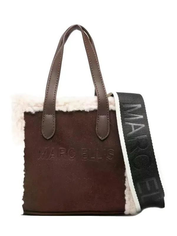 MARC ELLIS Small Tote Bag With Faux Shearling Trim - Brown