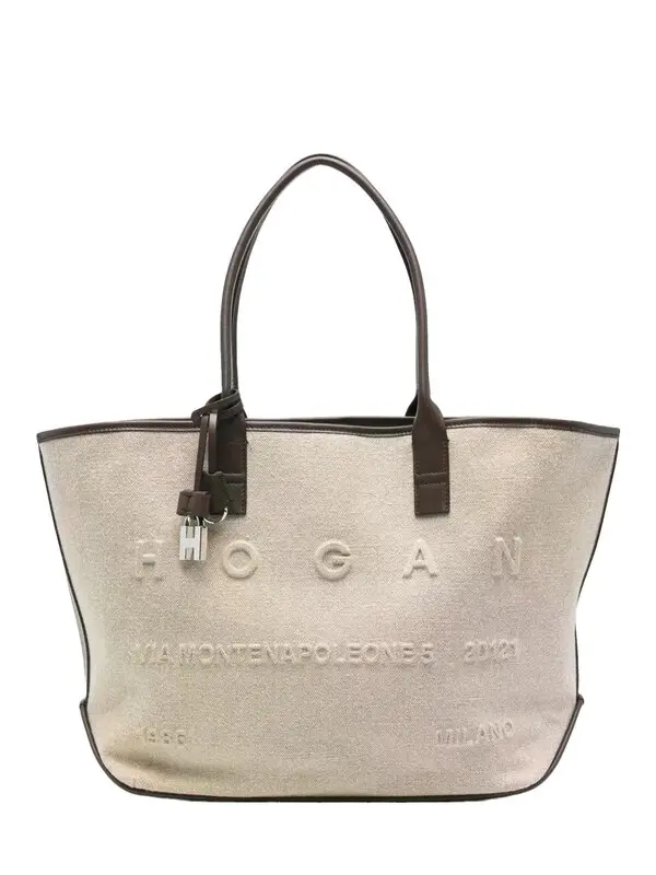 Hogan Embossed Logo Padlock Tote - Neutrals
