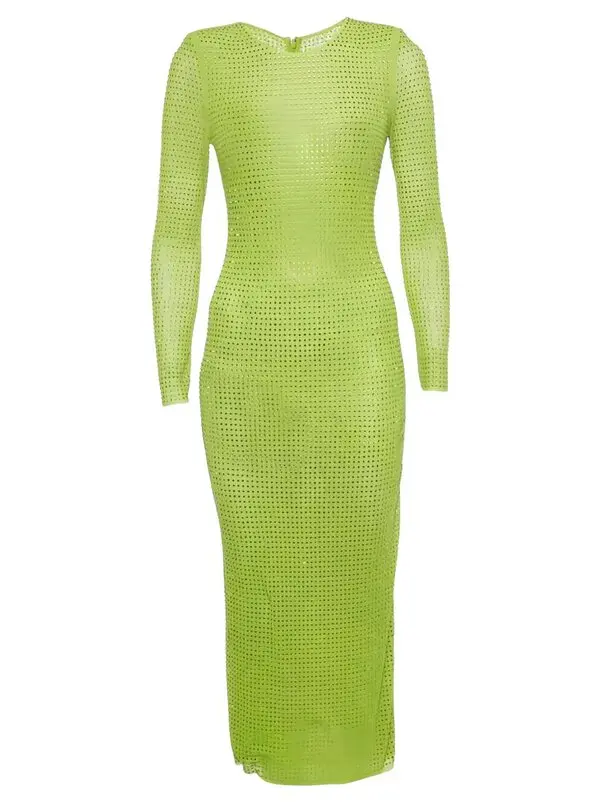 SELF-PORTRAIT Studded Mesh Midi Dress - Green