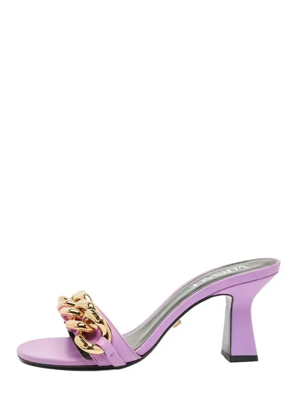 Versace Medusa Chain Leather Sandals - Purple