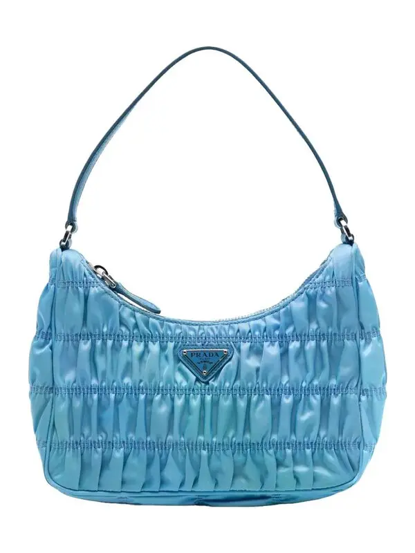 Prada 2019-2025 Tessuto Gaufre Re-edition Shoulder Bag - Blue