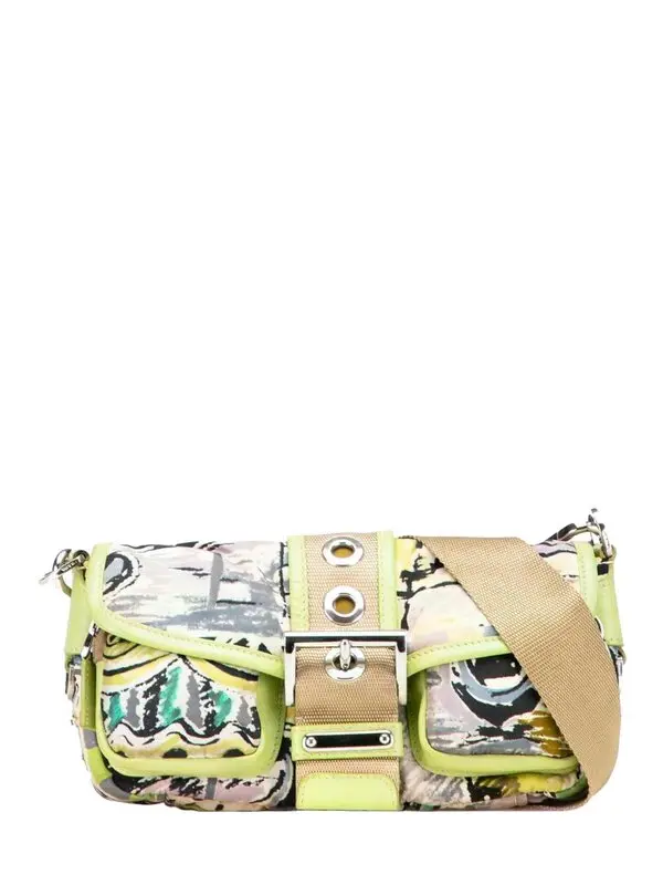 Prada 2000-2013 Tessuto Stampata Venezia Shoulder Bag - Green