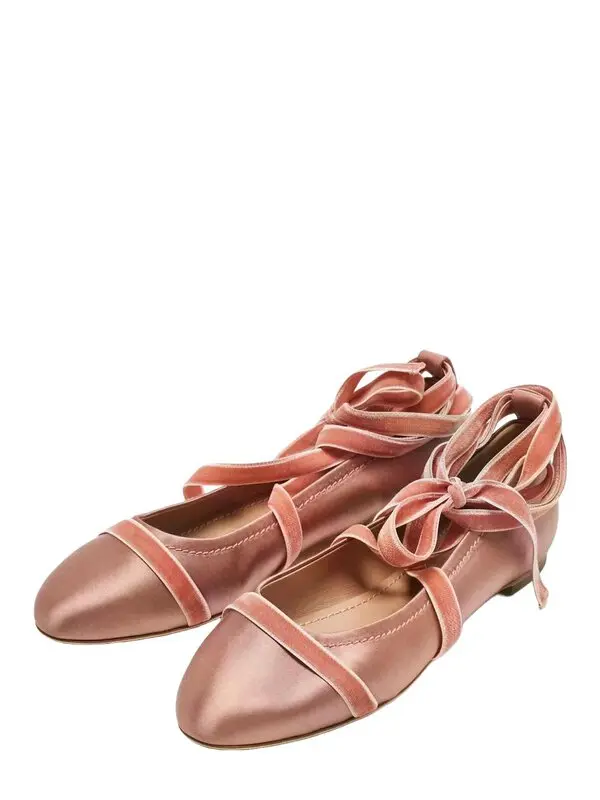 MALONE SOULIERS Satin Velvet Ballet Flats - Pink