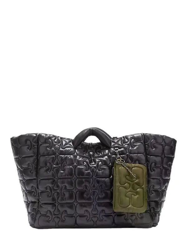 GANNI Xxl Logo-quilted Tote Bag - Black