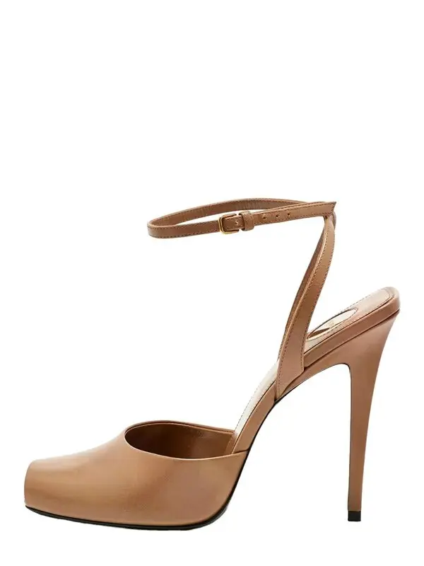 Saint Laurent Leather Peep-toe Pumps - Neutrals