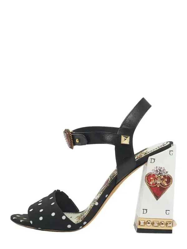 Dolce & Gabbana Polka-dot Heart Buckle Sandals - Black