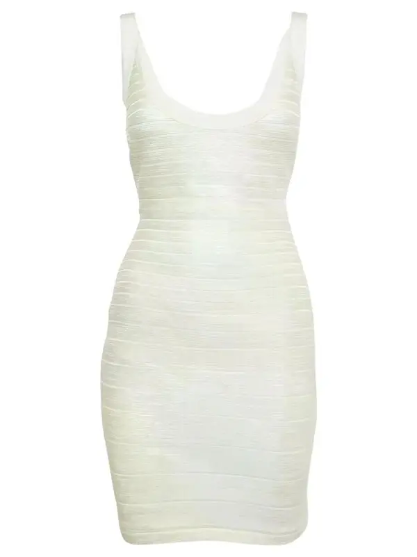 Herve Leger Sleeveless Knitted Mini Dress - Neutrals