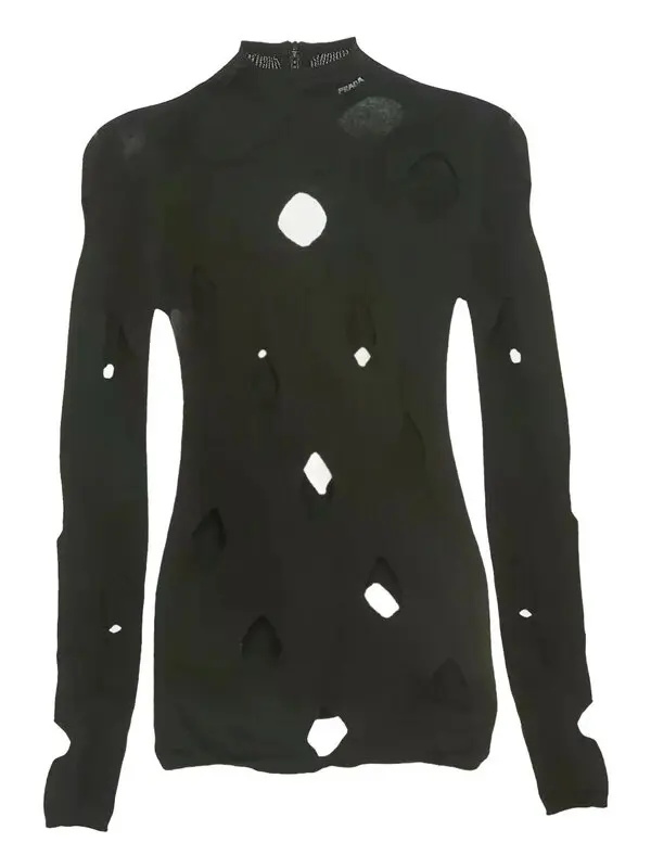 Prada Cut-out Mock-neck Sweater - Black