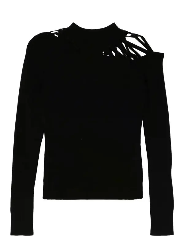 Monse Long Sleeve Ribbed Top - Black