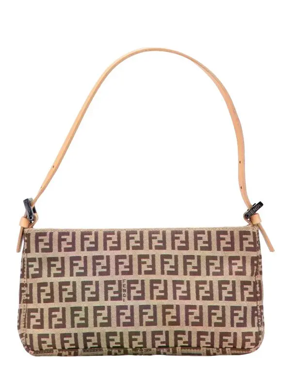 Fendi 2000-2010 Zucchino Canvas Pochette Shoulder Bag - Brown