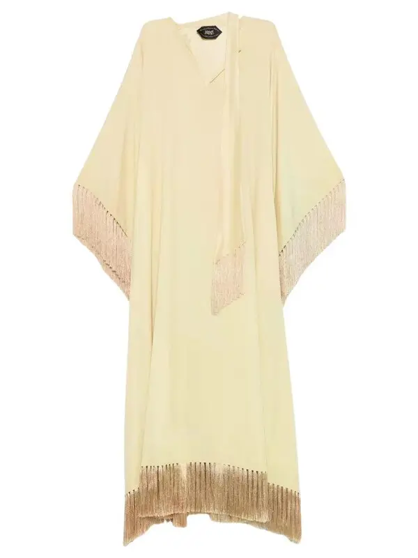TALLER MARMO Tassel-trimmed Asymmetric Kaftan Dress - Yellow
