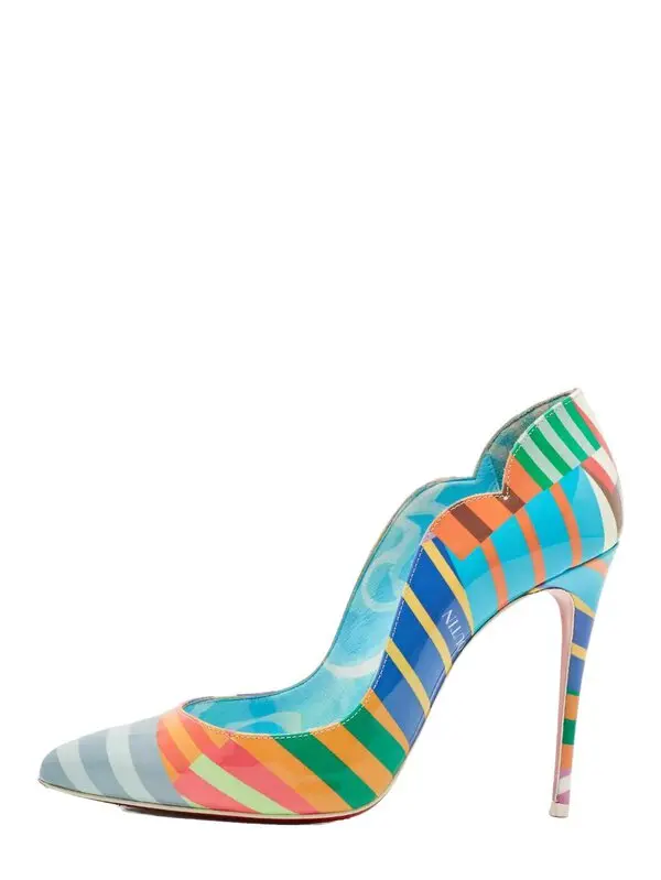 CHRISTIAN LOUBOUTIN Hot Chick Printed Leather Pumps - Blue