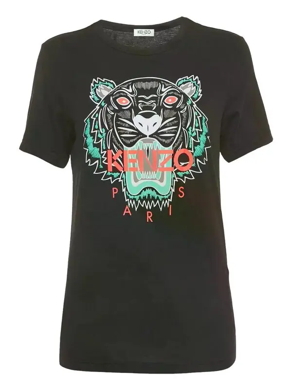 Kenzo Tiger-print Crew-neck T-shirt - Black
