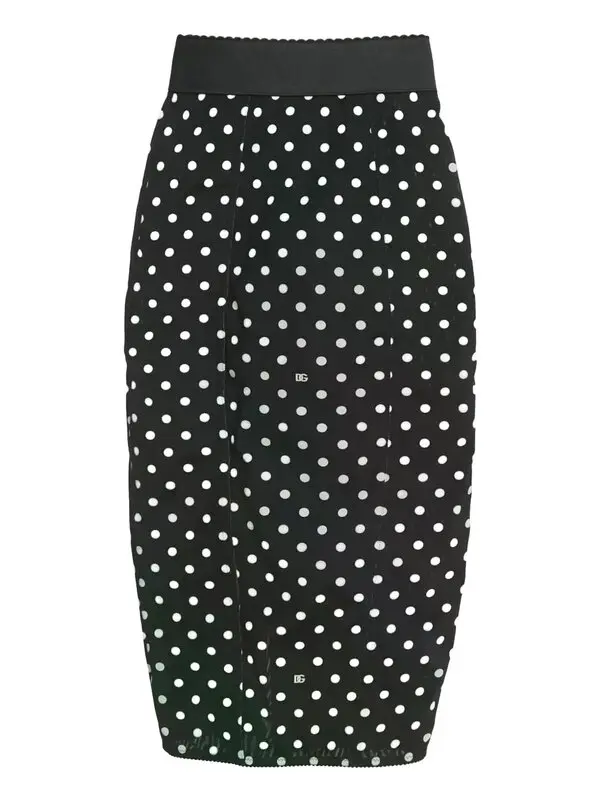 Dolce & Gabbana Polka Dot Midi Skirt - Black