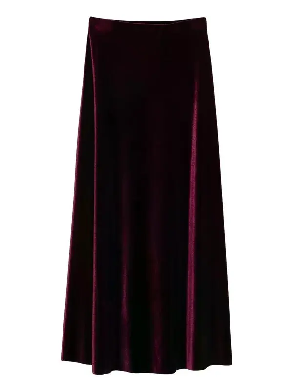 BLANCA VITA Velvet-texture Midi Skirt - Purple