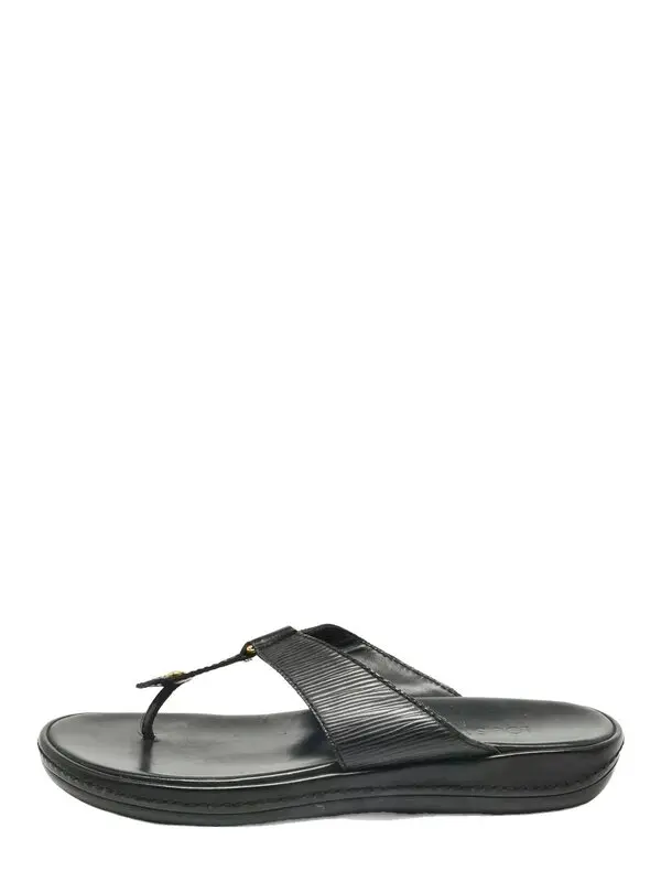LOUIS VUITTON Textured-leather T-strap Sandals - Black
