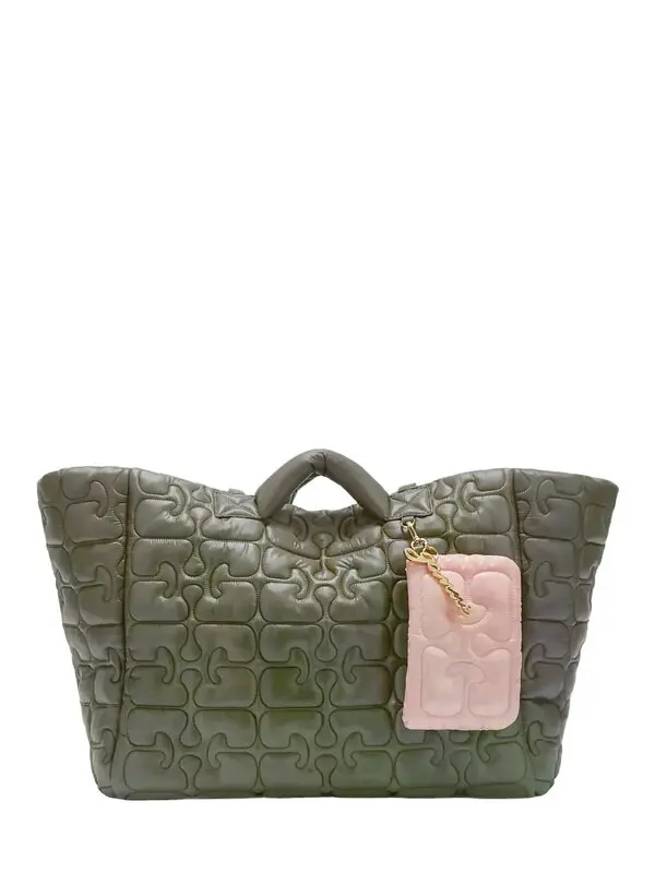 GANNI Xxl Logo-quilted Tote Bag - Green