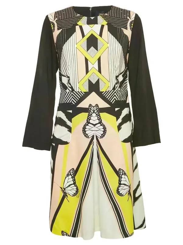 Roberto Cavalli Printed Long-sleeve Midi Dress - Black