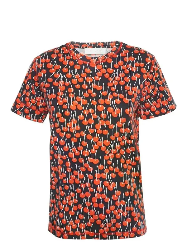 Victoria Beckham Cherry-print Cotton T-shirt - Blue