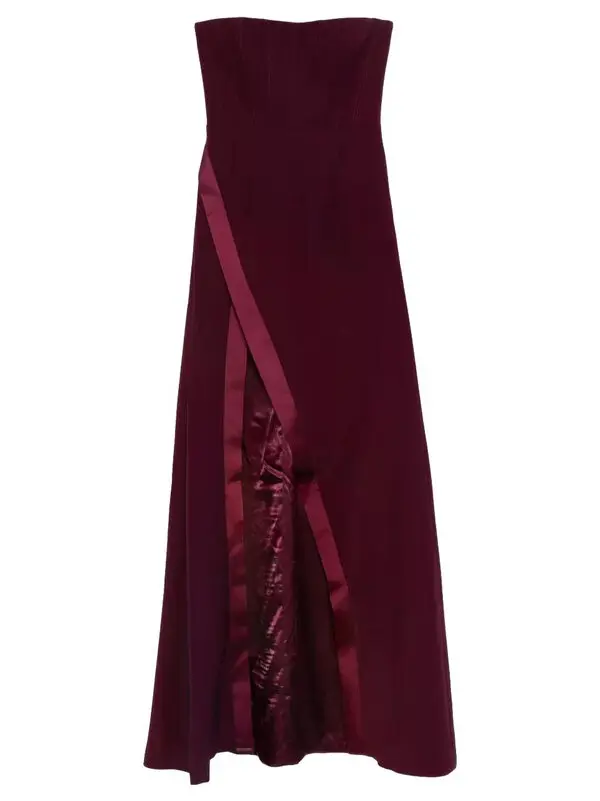 THE NEW ARRIVALS ILKYAZ OZEL Strapless Side-slit Maxi Dress - Purple