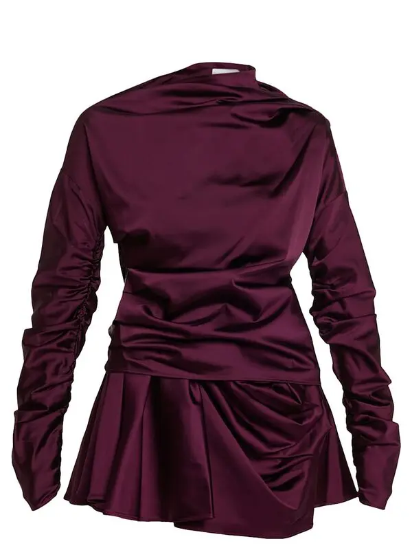 GANNI Technical Stretch Satin Mini Dress - Mauve Wine