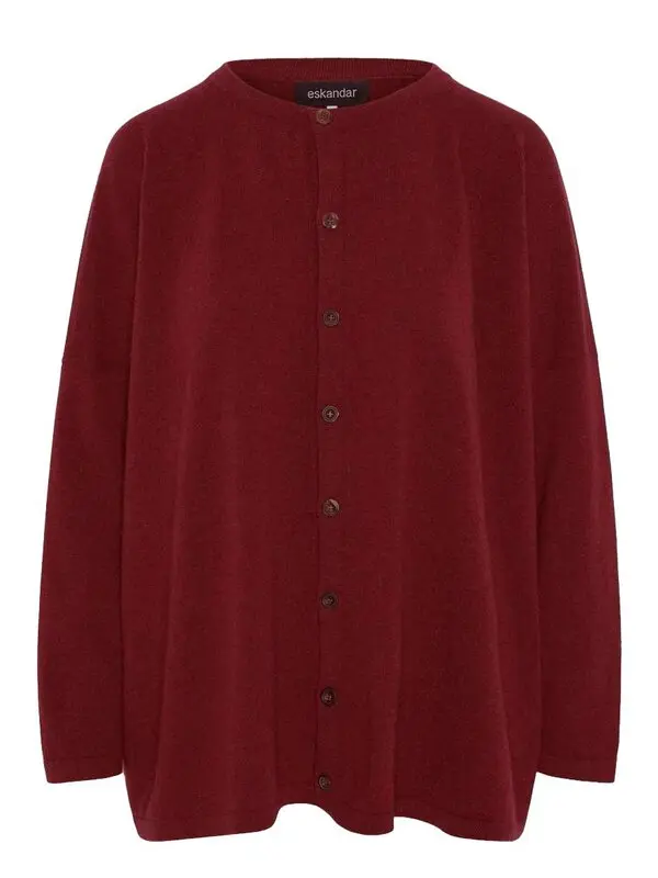 Eskandar Slim Sleeve Cashmere Cardigan - Red
