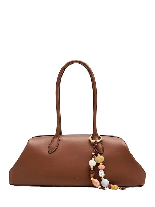 Cult Gaia Raia Leather Satchel Shoulder Bag - Saddle