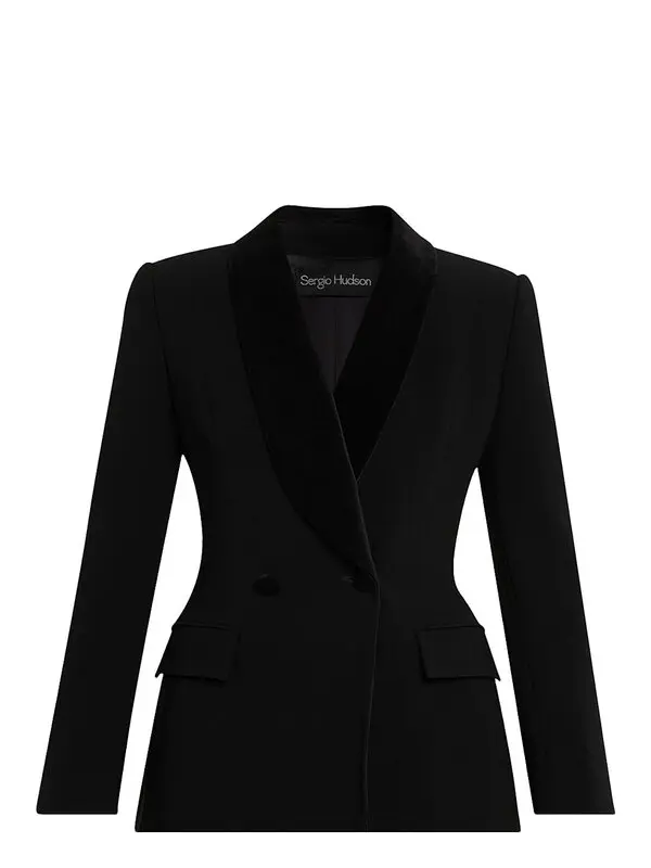 SERGIO HUDSON Velvet Shawl Collar Tuxedo Blazer - Ebony