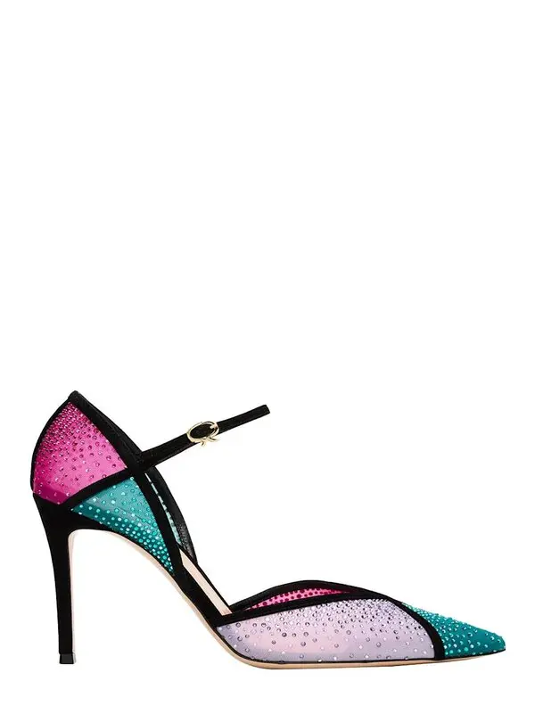GIANVITO ROSSI 95mm Crystal-embellished Mesh Pumps - Teallille