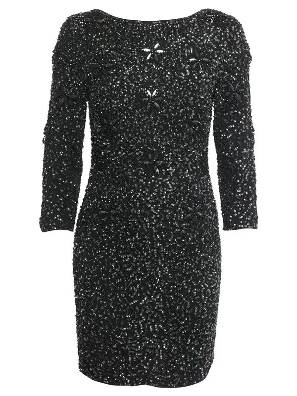 ARMANI Sequined Beaded Mini Dress - Black