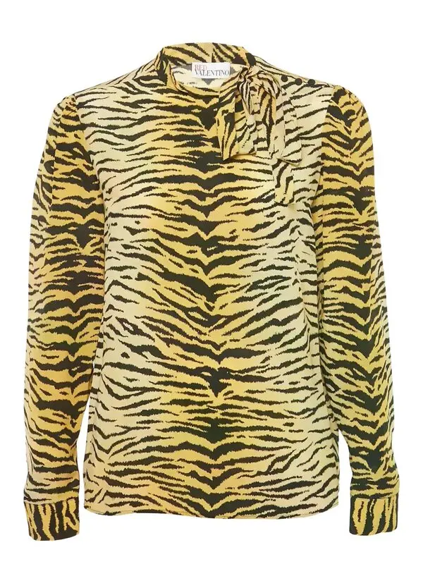 Valentino Garavani Tiger Print Silk Top - Neutrals