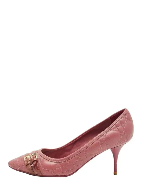 Dior Cannage Buckle Leather Pumps - Pink