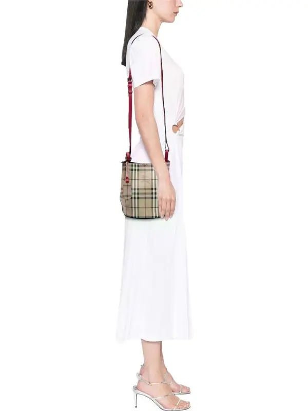 Burberry Haymarket Check Lorne Bucket Bag - Brown